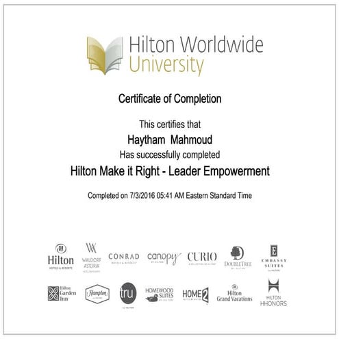 Hilton Make it Right - Leader Empowerment | PDF