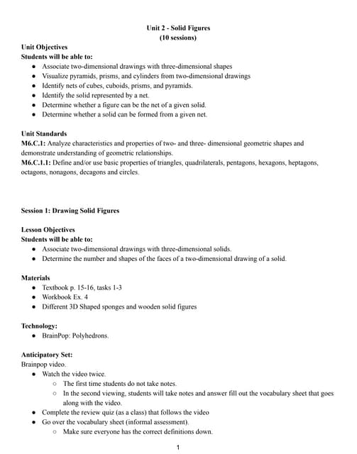 Lesson plan about Shapes | PDF