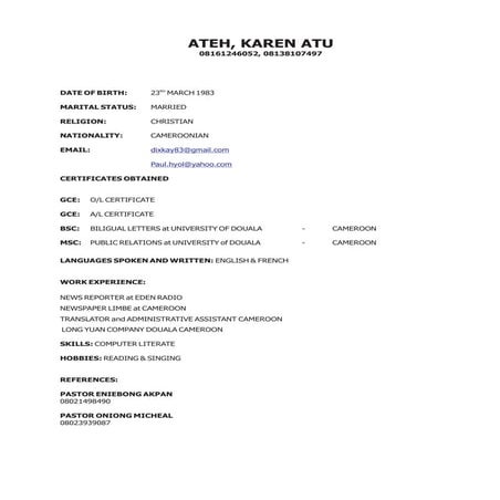 CV Karen | PDF