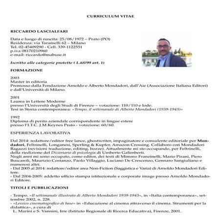 Riccardo Lascialfari_ curriculum_2016 | PDF