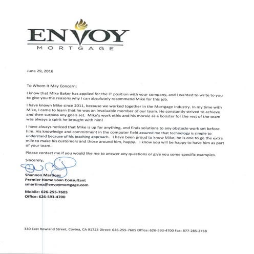 Letter Recommendation by Shannon Martinez | PDF