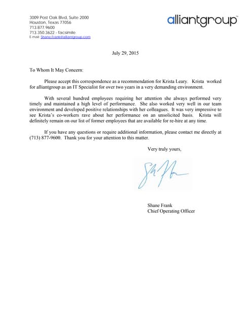 Coordinator reference letter | PDF | Technology & Computing