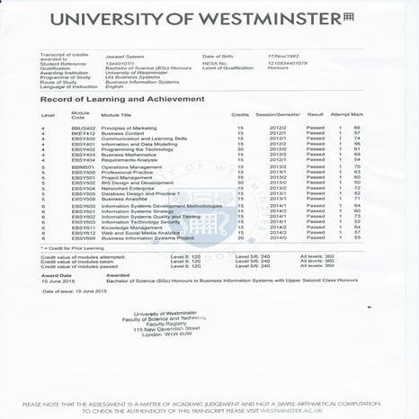 University transcript | PDF