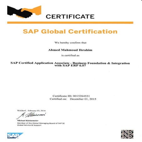 SAP global certificate 1 | PDF