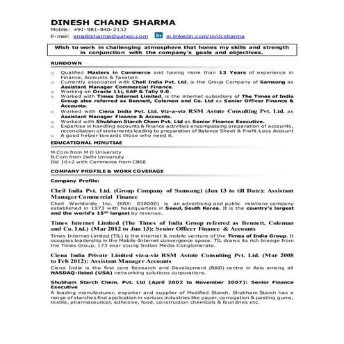 Resume-Dinesh Chand Sharma | DOCX