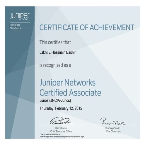Junos certificate | PDF
