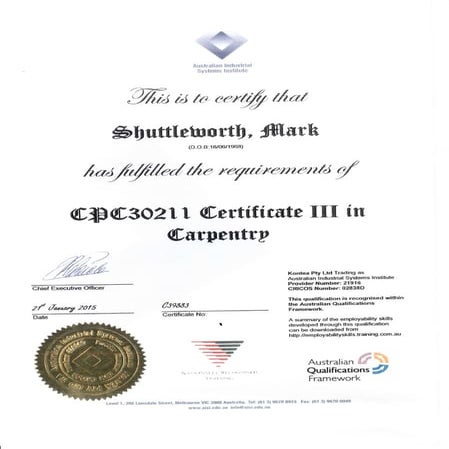 Carpentry certificate 1 of 2 | PDF