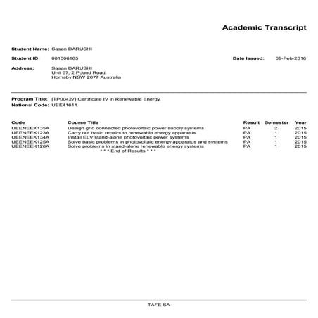 Academic Transcript (job 1731967) | PDF