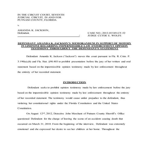 motion in limine | DOCX | Law