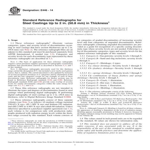 ASTM-E446-standard reference radiographs for steel castings up to 2 in. (50.8 mm) in thickness | PDF