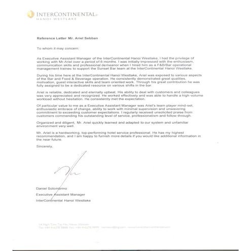 Reference letter - Ariel Sebban | PDF