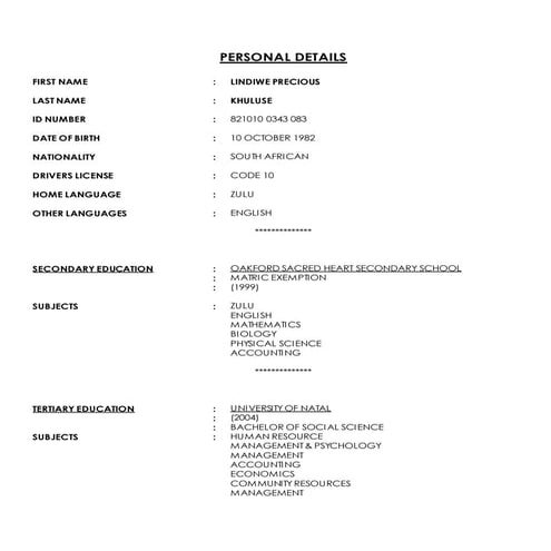 LINDIWE PRECIOUS KHULUSE | PDF