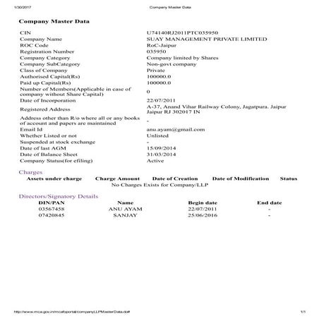 Ministry Of Corporate Affairs - MCA Services | PDF