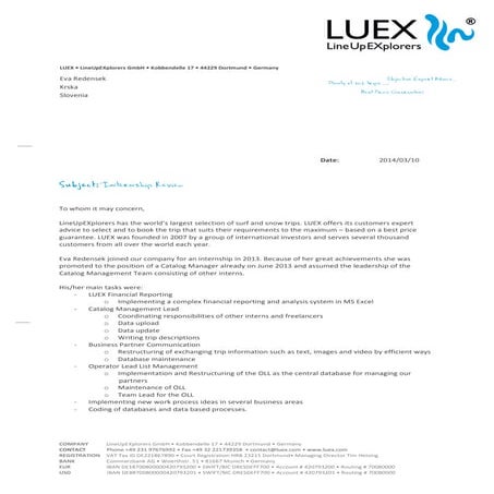 LUEX Recommendation Letter | PDF