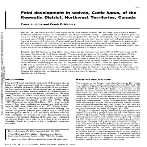 z96-251 Fetal Development in Wolves | PDF