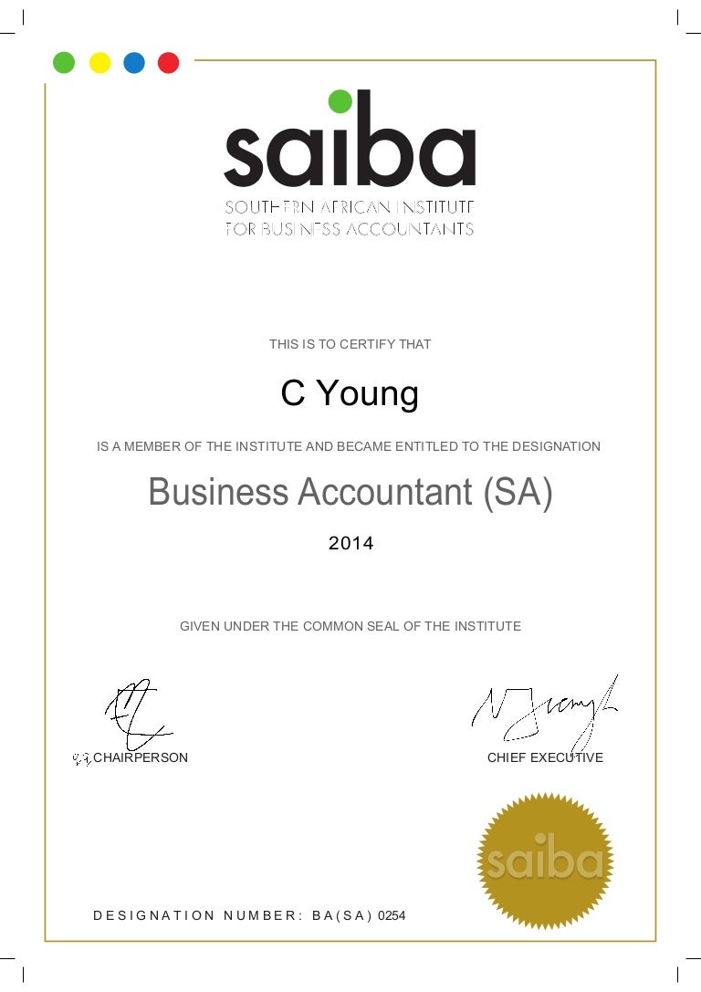 saiba c young ba certificate