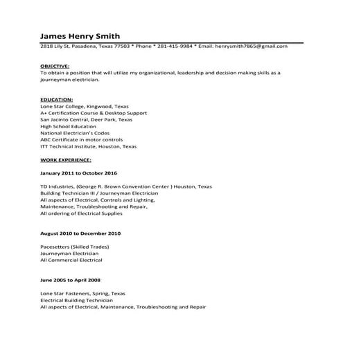 James Henry Smith Resume | PDF
