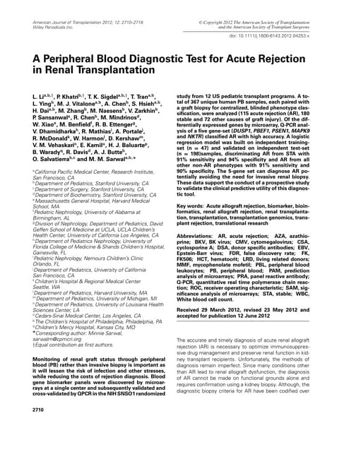 The kSORT assay to detect renal transplant patients at risk for acute ...
