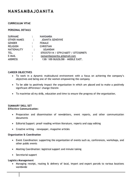 Juma bananuka curriculum vitae 2017 | PDF