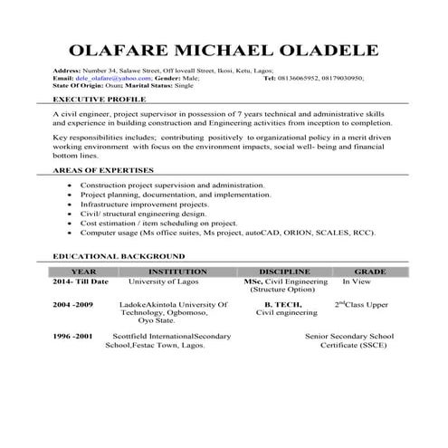 olafare michael CV2 | PDF