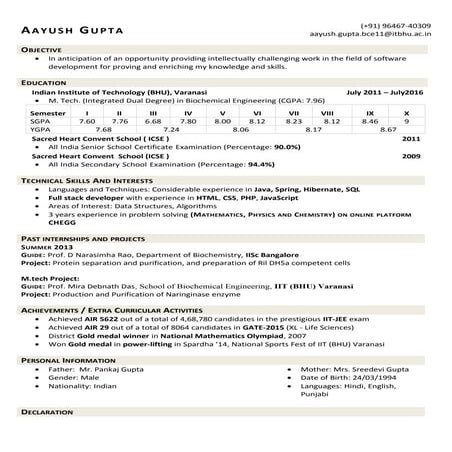 Resume-Aayush(updated) | DOC | Chemistry | Science