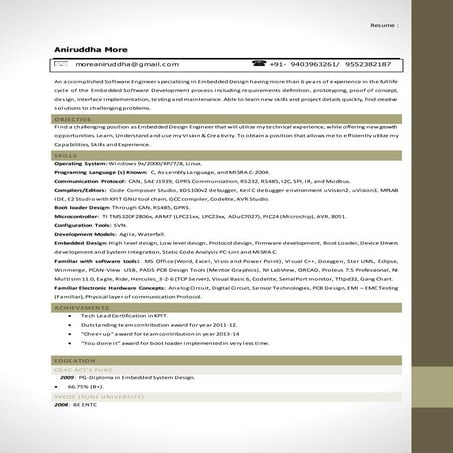 Aniruddha_More_Resume | DOCX | Operating Systems | Computer Software and Applications