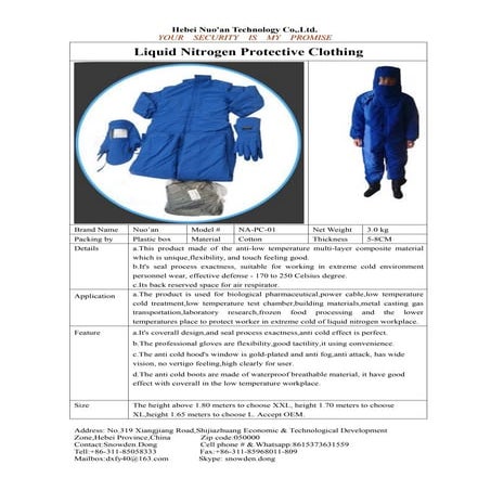 Liquid Nitrogen Protective Clothing | PDF