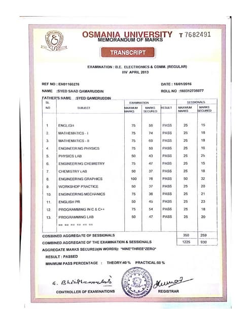 Master's Transcript and Degree In Electrical Power Engineering | PDF