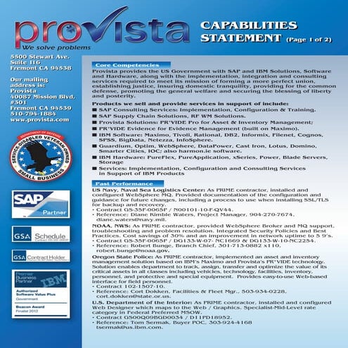Provista STANDARD Capabilities Statement REVISED | PDF