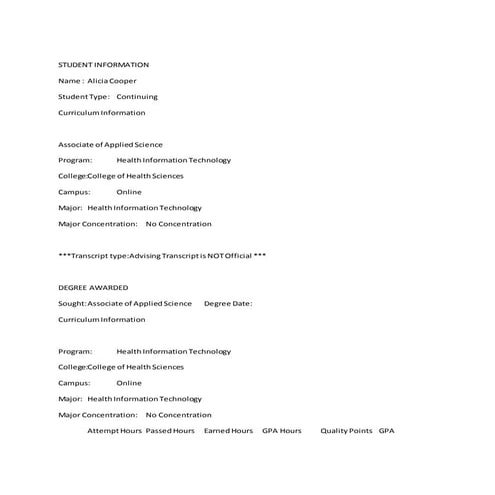 UnOfficial_Transcript MSN through summer of 2016 | PDF