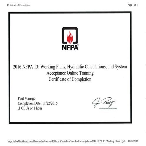 NFPA 13 2016 Working Plans Hydraulic Calcs System Acceptance Cert | PDF