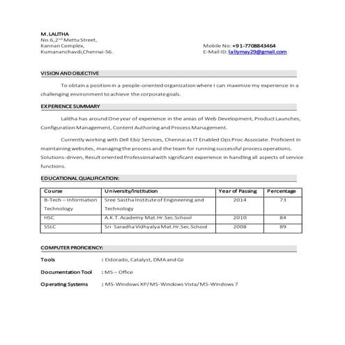 Lalitha Resume | DOCX