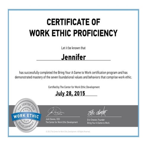 work ethic certification | PDF