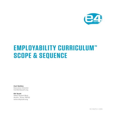 E4 Youth Scope and Sequence | PDF | Workshops and Classes | Hobbies & Interests