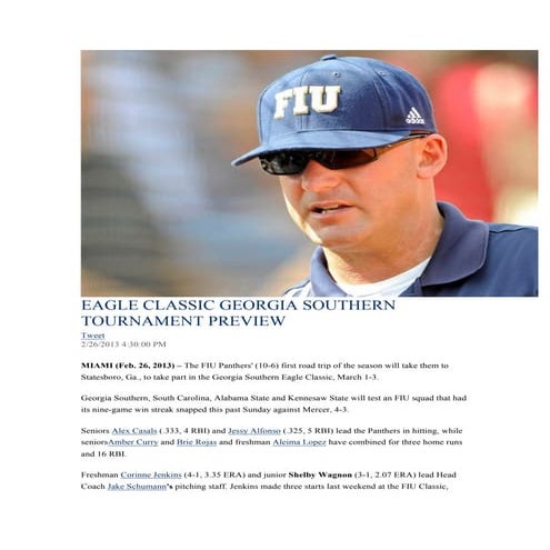 EAGLE CLASSIC GEORGIA SOUTHERN TOURNAMENT PREVIEW | PDF