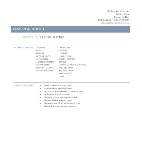 Tamsin Arnould - CV | DOCX