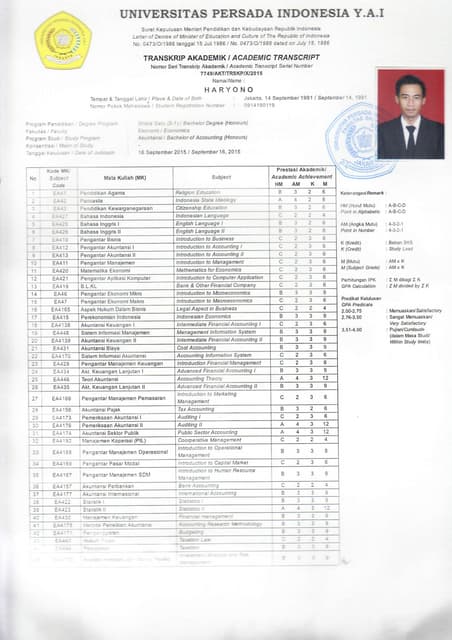 Transkrip Nilai S1 | PPT