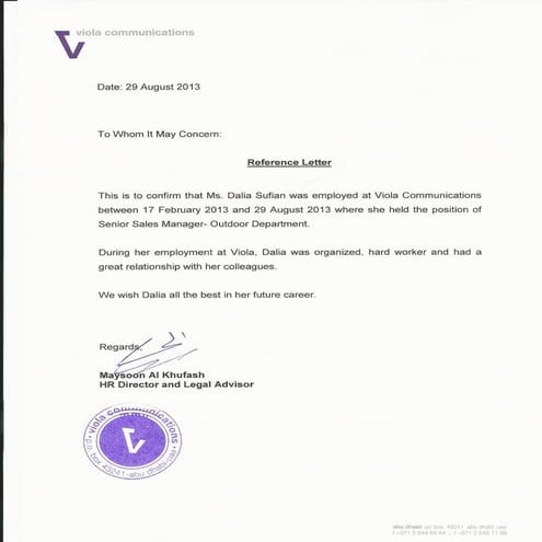 Reference Letter from VIOLA | PDF