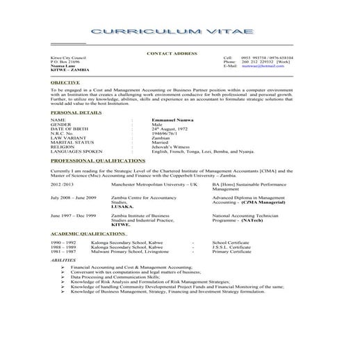 Elizabeth n. a. ogutu, curriculum vitae | PDF