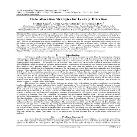Data Allocation Strategies for Leakage Detection | PDF