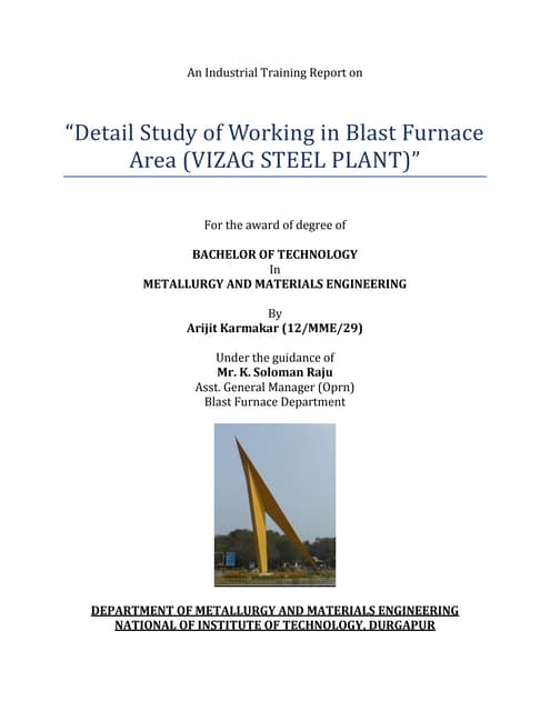 Industrial Training Report on Steel Melting Shop(SMS) | DOCX