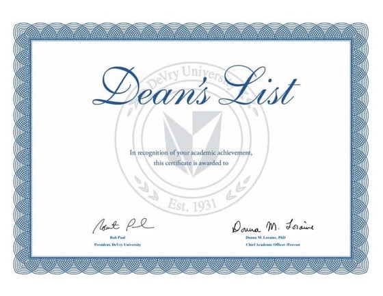 Dean's List Certificate Fall 2014 | PPT