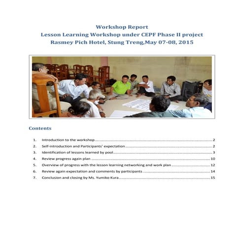 Lesson Learning Workshop report_May2015_Final1 | PDF