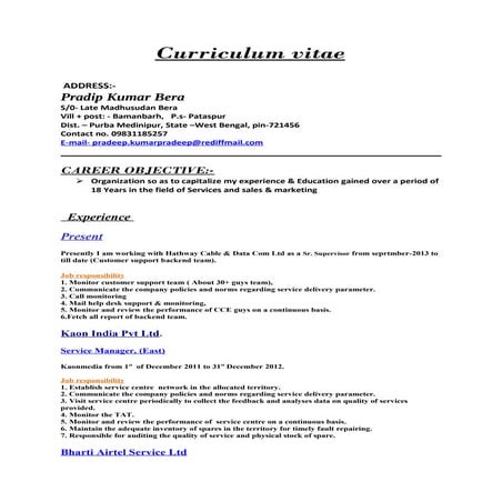 Resume of Pradip Bera new | PDF