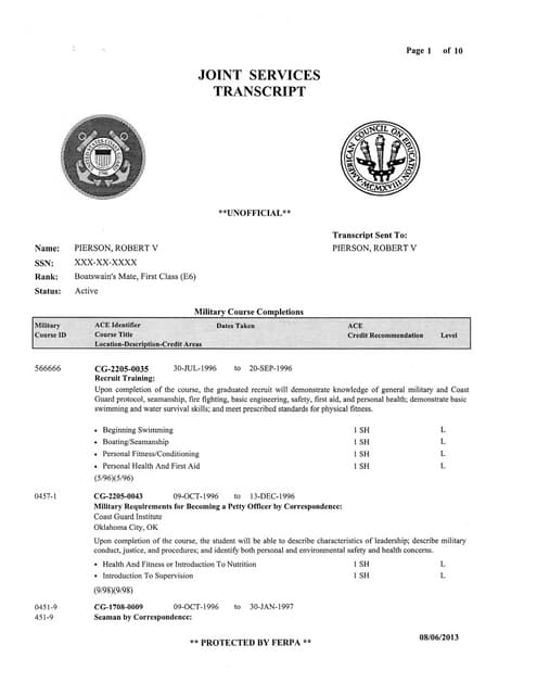 Navy SMART Transcript | PDF