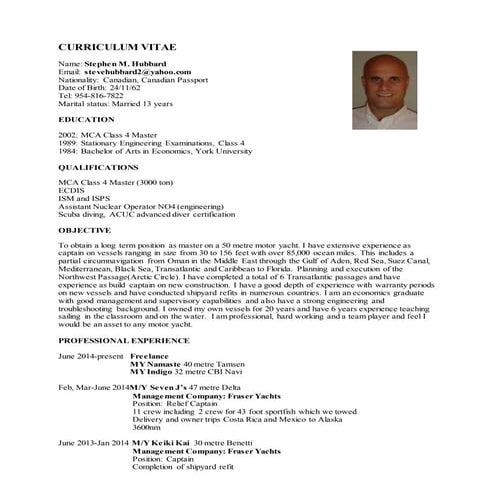 SteveHubbardCVFeb2015 | DOCX
