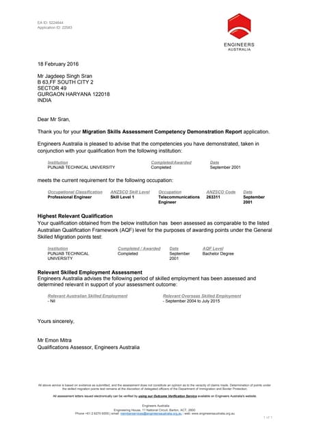 MSA - Outcome Letter | PDF