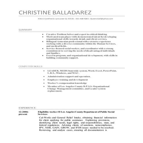 Christine Balladarez BSHS Resume | PDF