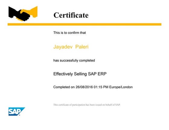 SAP B1 Certificate | PDF