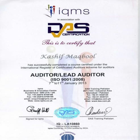 ISO 9001 LEAD AUDITOR CERTIFICATE | PDF